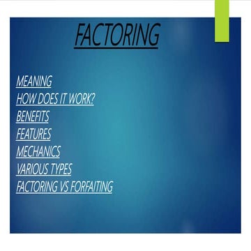 Factoring (Finance) | PPTX
