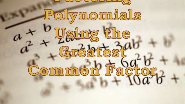 Factoring Polynomials with common monomial factor | PPTX