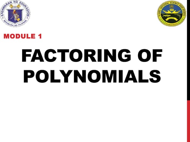 Factoring Polynomials with common monomial factor | PPTX