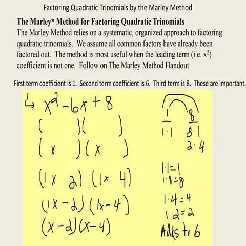 Factoring quadratics part 2 of skill24 | PPT