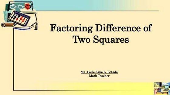 Difference of Two Squares | PPTX