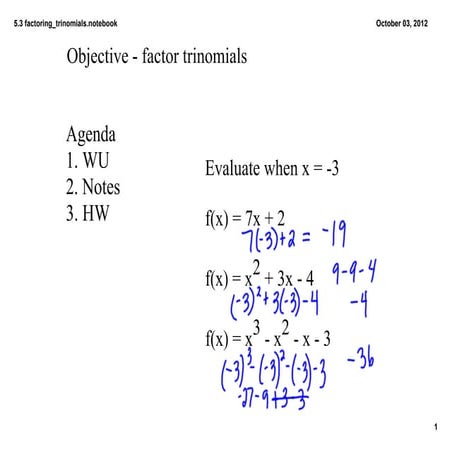 Factoring trinomials lc1 | PPT