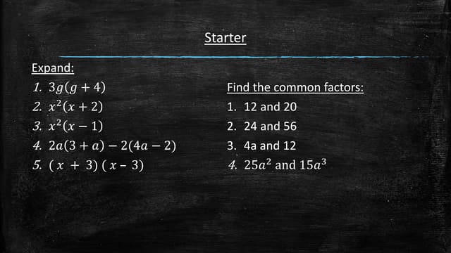 Factorising algebraic expressions
