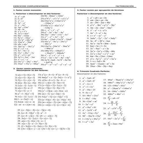 Factorizacion De Polinomios Ejercicios Resueltos Pdf FACTORIZACIÓN