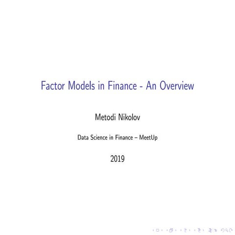 [Data Meetup] Data Science in Finance - Factor Models in Finance | PDF