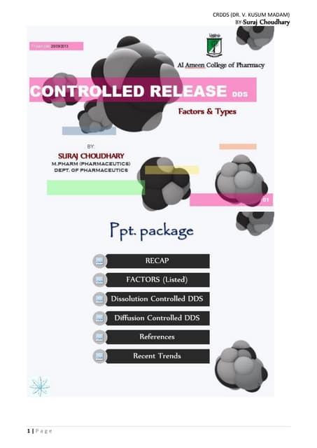 Sustained and Controlled Release (SR/CR) | PPT