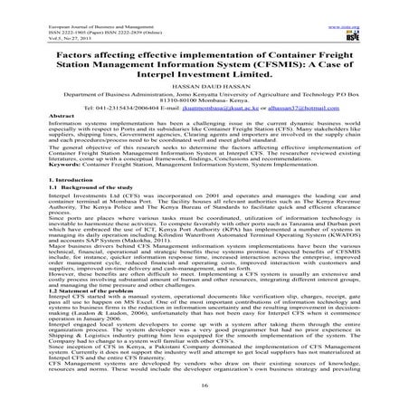 Factors affecting effective implementation of container | PDF