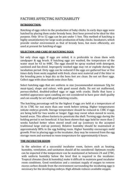 Incubation, hatching and brooding | PDF | Infertility | Reproductive Health