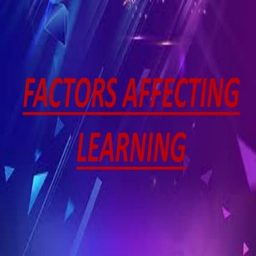 Factors affecting learning | PDF