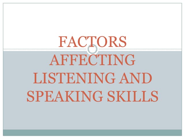 Introduction to listening skills. | PPTX