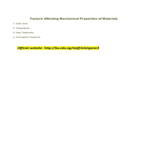 Factors affecting mechanical properties of materials | DOCX