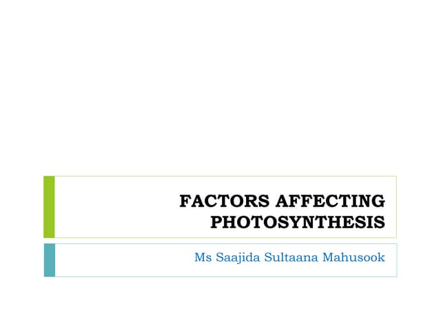 Factors affecting photosynthesis | PPTX