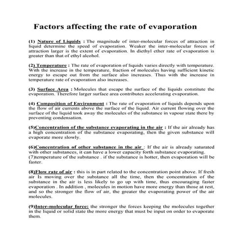 factors affecting Evaporation | PPTX