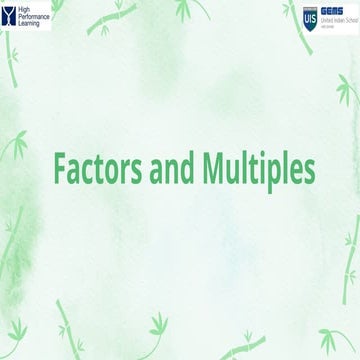 FACTORS AND MULTIPLE INTRODUCTION BEGINNERS | PPTX