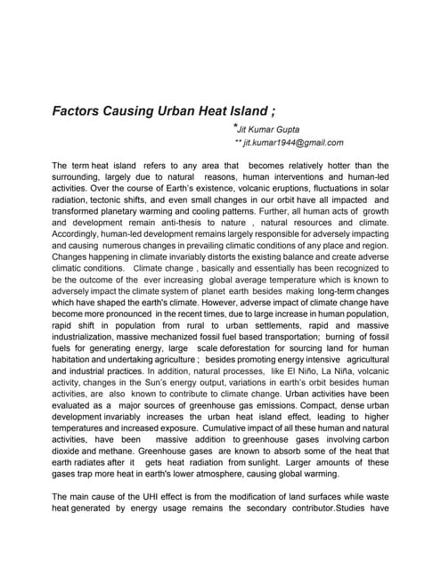 Sustainable Cities: Urban Heat Island Effect | PPTX | Indoor ...