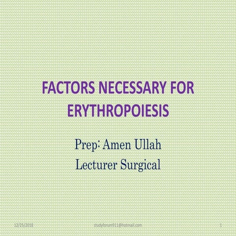 Red blood cell formation and fate of RBC | PDF