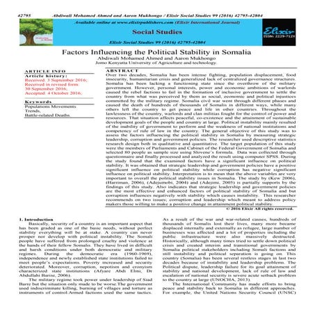 Factors influencing political stability in somalia | PDF