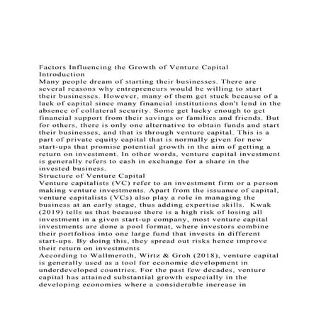 Factors Influencing the Growth of Venture CapitalIntroduct.docx