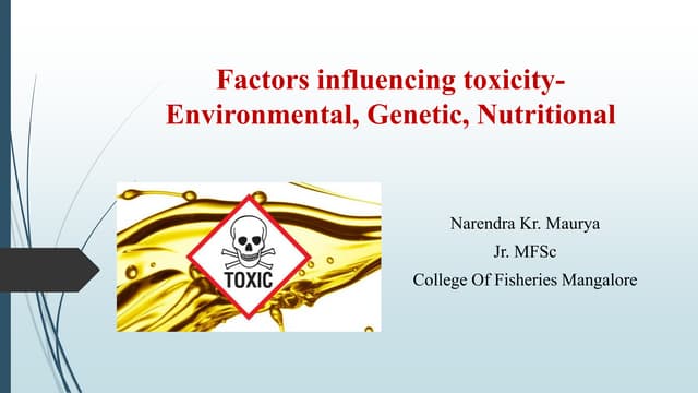 Classes of Toxic Chemicals and Their Effects | PPTX