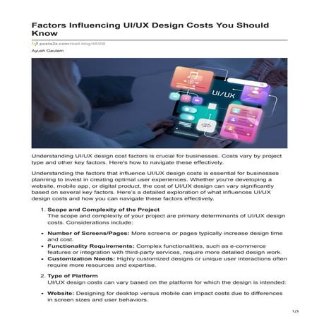 Factors Influencing UIUX Design Costs You Should Know | PDF