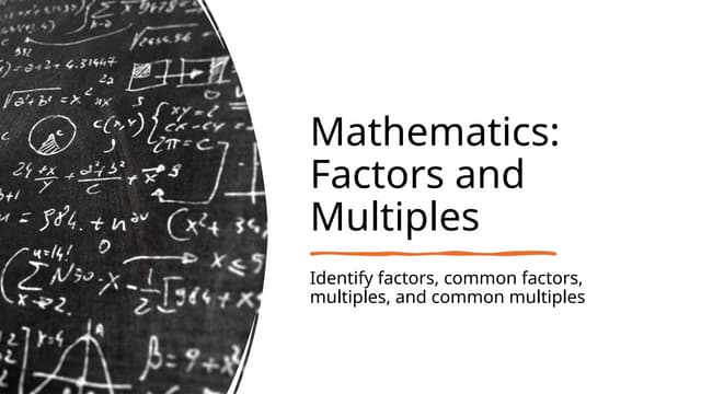 Factors and Multiples | PPTX
