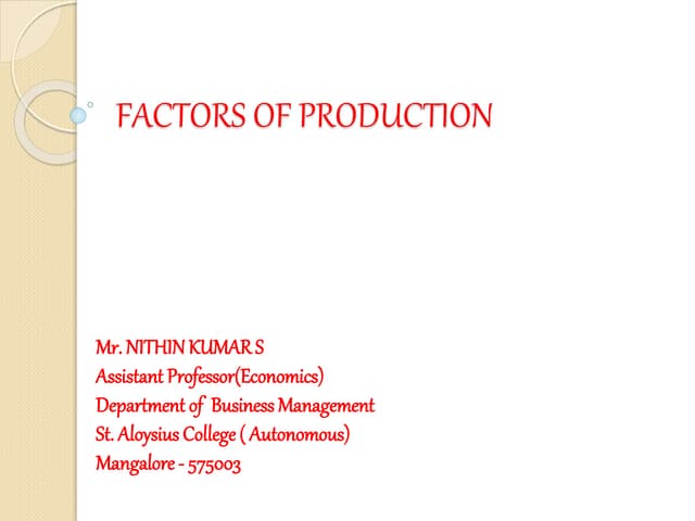 Factors of Production (economics) | PPTX