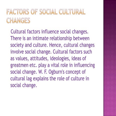 Factors of social cultural changes by Suzett Maming | PPTX