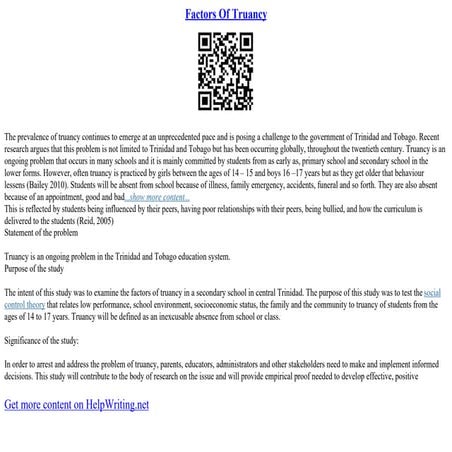 Factors Of Truancy | PDF
