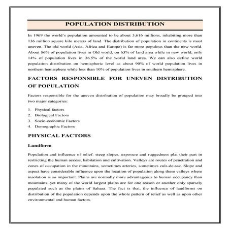 Factors Affecting the Distribution & Density of Population | PDF