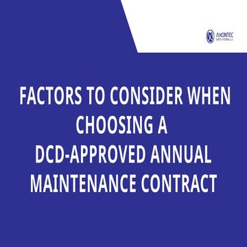Factors to Consider When Choosing a DCD-Approved Annual Maintenance ...