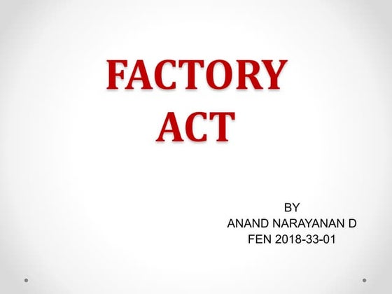 Factories act, 1948 | PPTX