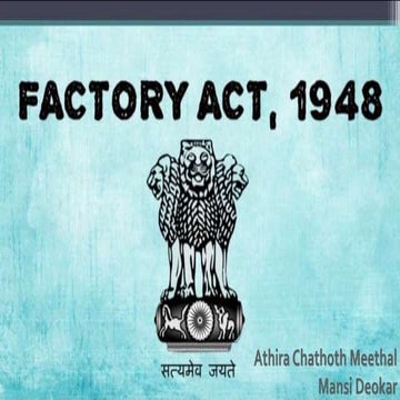 Factory act 1948 (defination, what is factory act,the inspecting staff ...