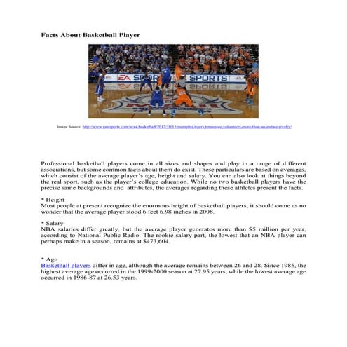 basketball player facts and information | PDF | Basketball | Sports
