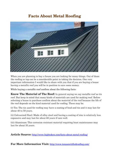 Facts About Metal Roofing | PDF