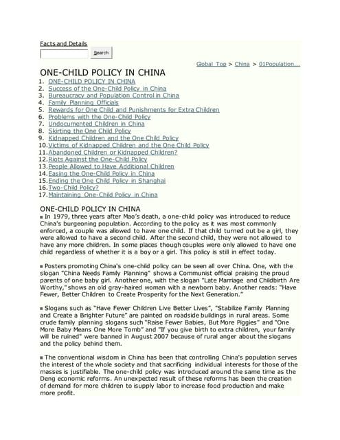 One Child Policy Essay | PDF