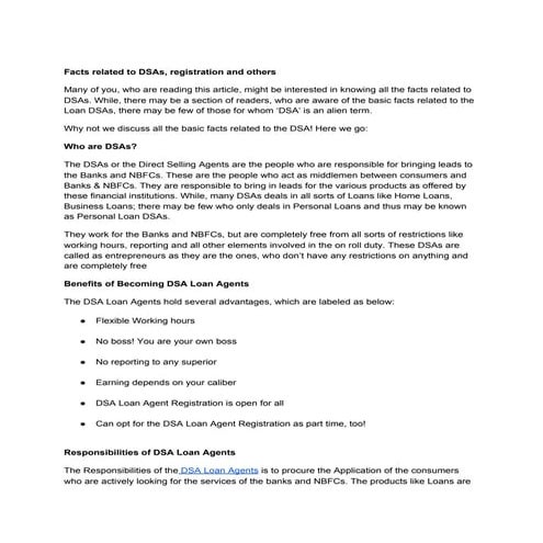 Facts, benefits and responsibilities related to dsa | PDF