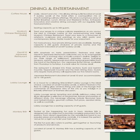 Sunway Putra Hotel Dining & Entertainment Fact Sheet | PDF