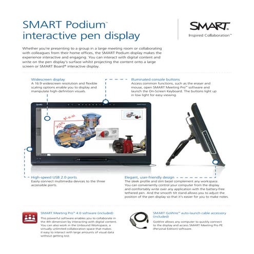 SMART Podium Interactive Pen Display Fact Sheet | PDF