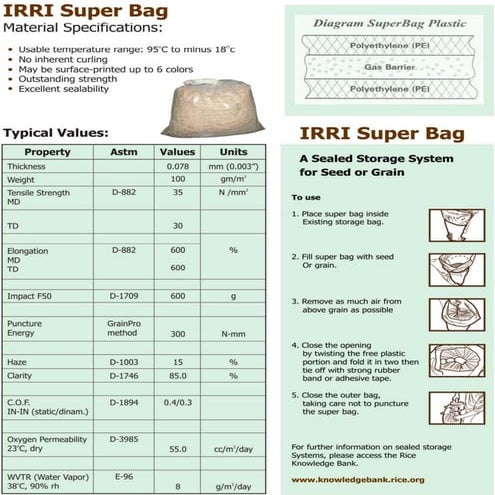 Fact Sheet - Super Grain Bags Specifications | PDF
