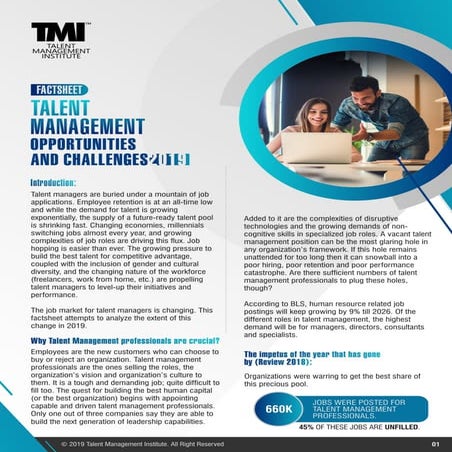 Talent Management Opportunities and Challenges - 2019 | TMI | PDF
