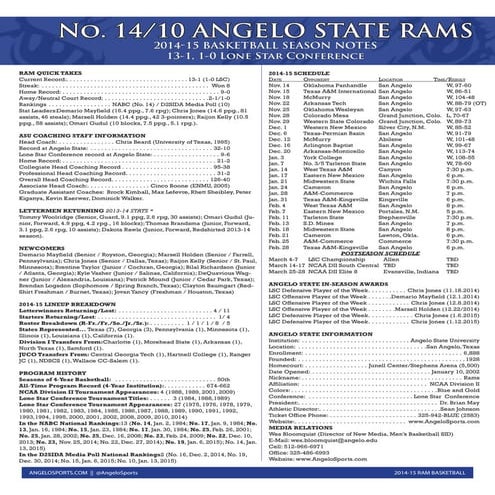 Angelo State Basketball Notes | PDF