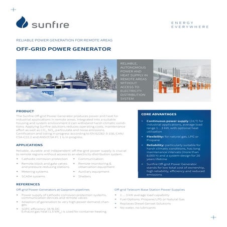 Factsheet off grid generator | PDF