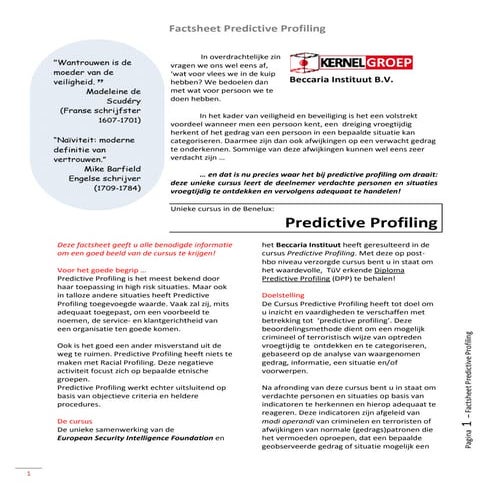 Factsheet Predictive Profiling | PDF