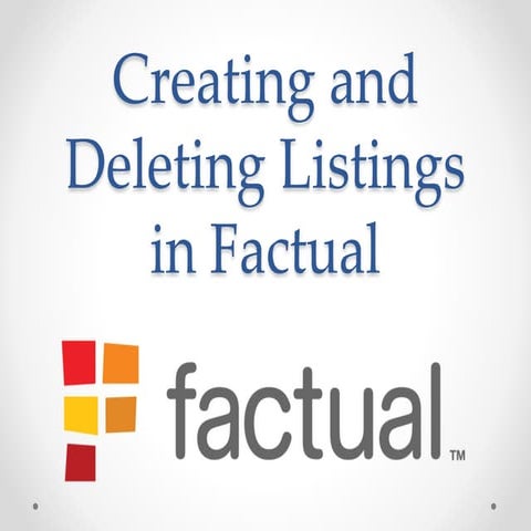 Creating and Deleting Listings in Factual | PPT