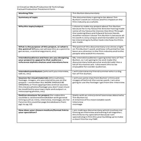 Factual project treatment form 2021 | DOCX