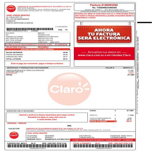 Factura claro mayo | PDF