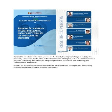 Faculty Development Program Session on Role of AI in Research and ...