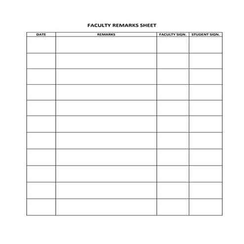 Faculty remarks sheet | DOCX