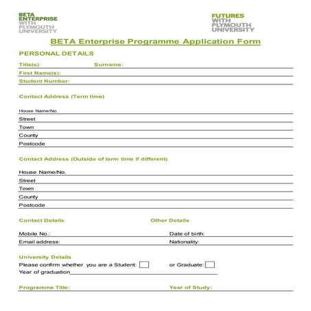 Enterprise Beta Programme Application Form | PDF