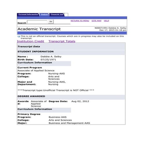 Debbie Selby Transcript | PDF